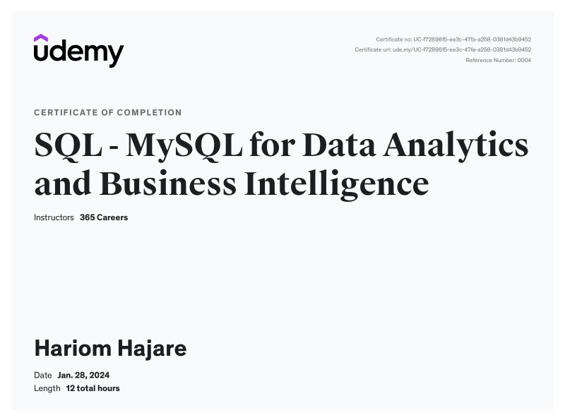Hariom Hajare on LinkedIn: #udemy #sql_mysql_for_data_analytics_and ... Hariom Hajare on LinkedIn: #udemy #sql_mysql_for_data_analytics_and ...