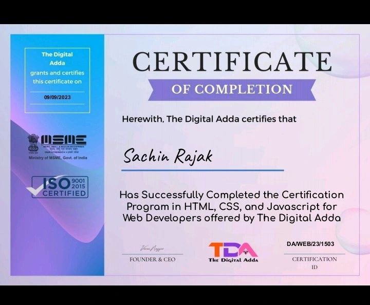 Sachin Rajak on LinkedIn: #html #css #javascript #thedegitaladda #tda Sachin Rajak on LinkedIn: #html #css #javascript #thedegitaladda #tda