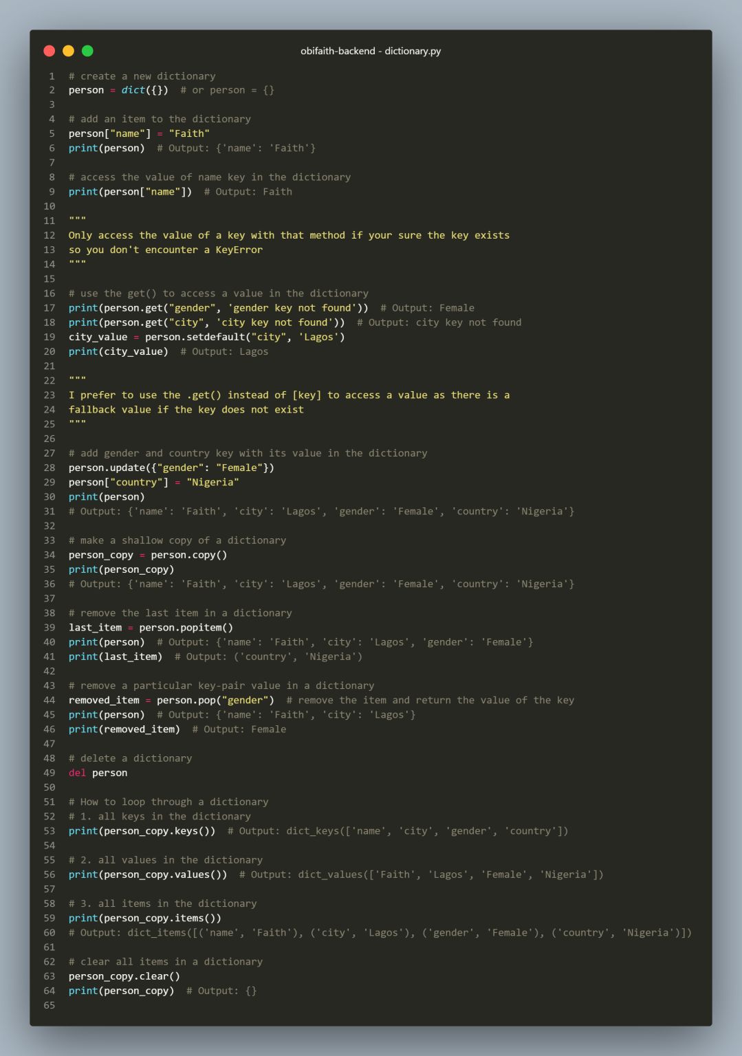 Faith Obi on LinkedIn: #python #dictionaries #datamanagement # ... Faith Obi on LinkedIn: #python #dictionaries #datamanagement # ...