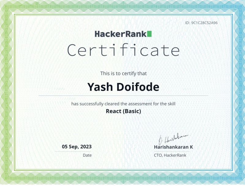 Yash Doifode on LinkedIn: #reactcertified #problemsolving #webdev Yash Doifode on LinkedIn: #reactcertified #problemsolving #webdev