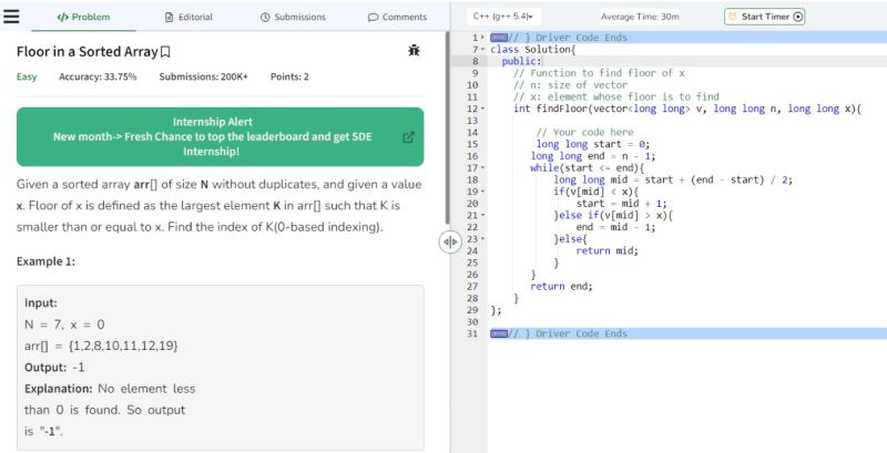 Day 35 of #100daysofcodechallenge: Find the Floor of an Element in a ... Day 35 of #100daysofcodechallenge: Find the Floor of an Element in a ...