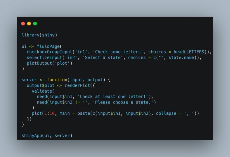 The validate() function allows you to add input validation to your ... The validate() function allows you to add input validation to your ...