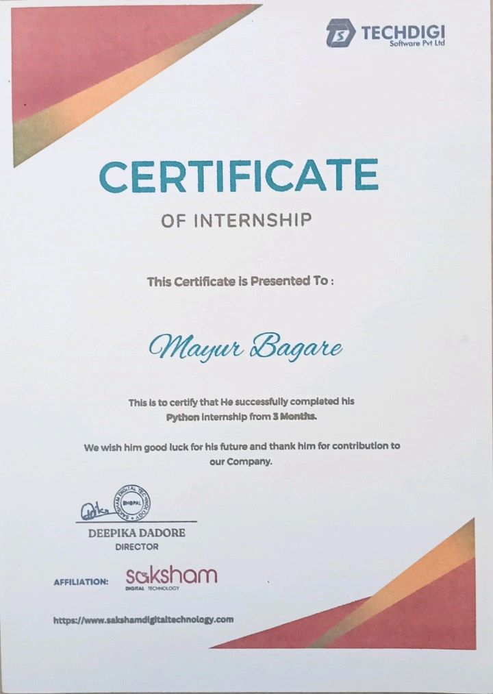 Mayur Bagare on LinkedIn: #saksham #python #internship #opportunity Mayur Bagare on LinkedIn: #saksham #python #internship #opportunity