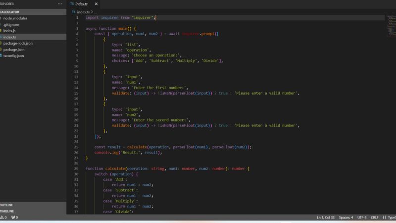 calculator using node.js ,typescript and inquirer. here is the link of ... calculator using node.js ,typescript and inquirer. here is the link of ...