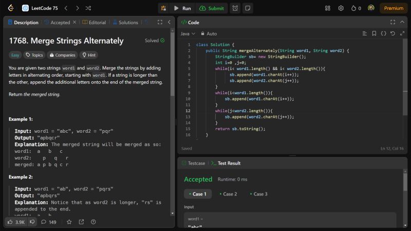 LeetCode problem solved: Merge Strings | Sagar Kumar posted on the ... LeetCode problem solved: Merge Strings | Sagar Kumar posted on the ...