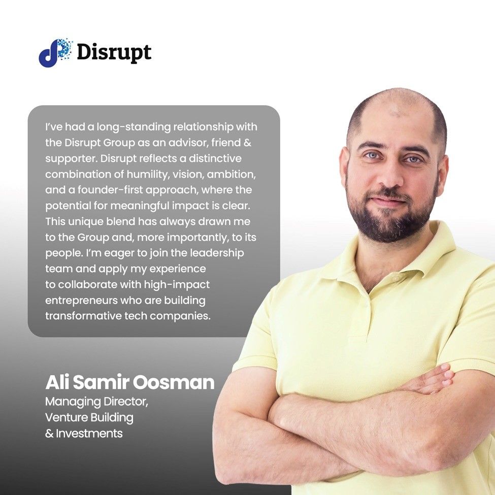 Disrupt.com on LinkedIn: We’re excited to welcome Ali Samir Oosman as ... Disrupt.com on LinkedIn: We’re excited to welcome Ali Samir Oosman as ...