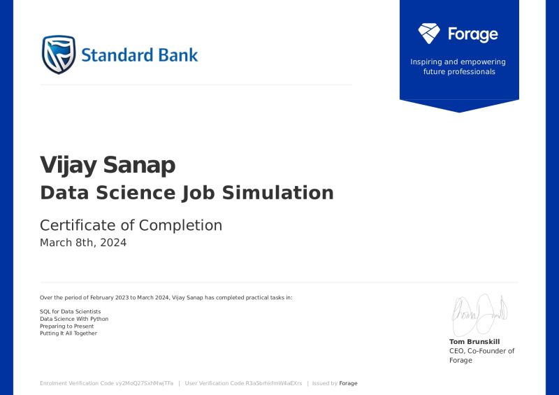 #datascience #jobsimulation #python #sql | Vijay Sanap #datascience #jobsimulation #python #sql | Vijay Sanap