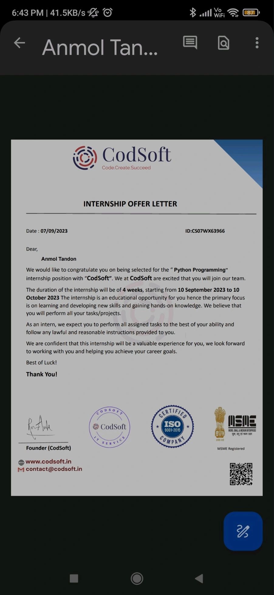 Anmol Tandon on LinkedIn: #codsoft Anmol Tandon on LinkedIn: #codsoft