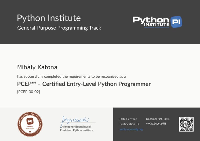 Mihály Katona on LinkedIn: #pythoncertification #pcep #codingjourney # ... Mihály Katona on LinkedIn: #pythoncertification #pcep #codingjourney # ...