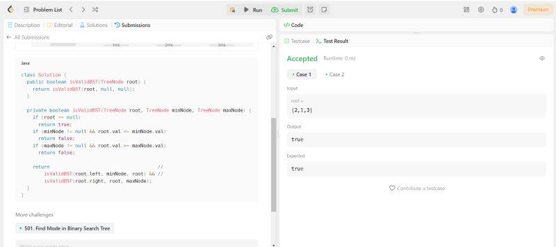Day 98 of #100daysofcode: Validate binary search tree | Pratiksha Jain ... Day 98 of #100daysofcode: Validate binary search tree | Pratiksha Jain ...