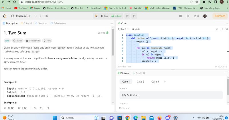 LeetCode Problem Solved: Two Sum | Kalyani Katale posted on the topic ... LeetCode Problem Solved: Two Sum | Kalyani Katale posted on the topic ...