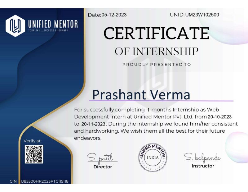 Prashant Verma on LinkedIn: #webdevelopment #internshipcompletion # ... Prashant Verma on LinkedIn: #webdevelopment #internshipcompletion # ...