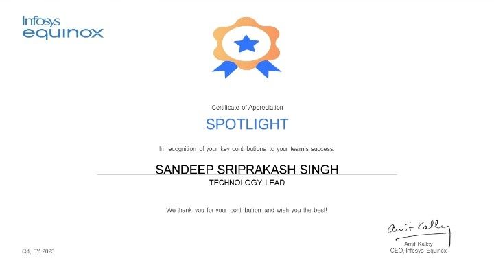 Sandeep Singh on LinkedIn: Certificate of Appreciation Sandeep Singh on LinkedIn: Certificate of Appreciation