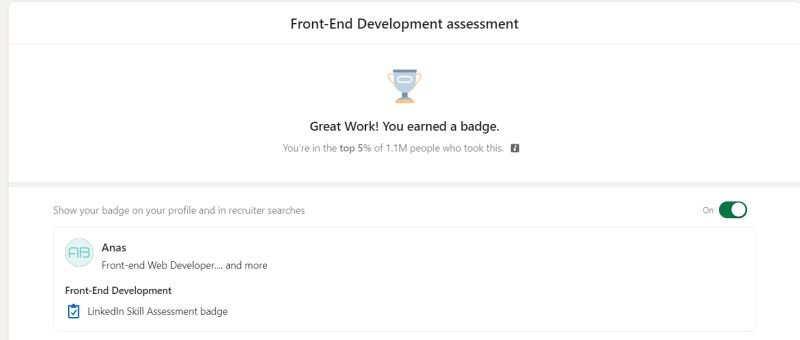 Anas Badran on LinkedIn: I've just passed a LinkedIn Front-end skills ... Anas Badran on LinkedIn: I've just passed a LinkedIn Front-end skills ...