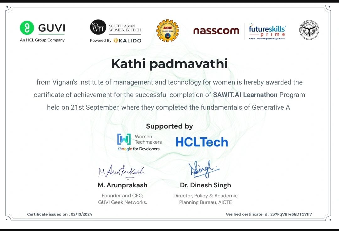 KATHI PADMAVATHI on LinkedIn: #hcltech #women #guvi #nasscom #aicte # ... KATHI PADMAVATHI on LinkedIn: #hcltech #women #guvi #nasscom #aicte # ...