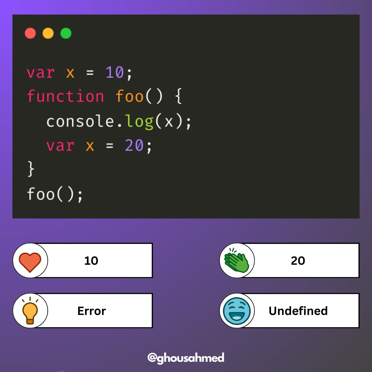 Ghous Ahmed on LinkedIn: #javascript #javascriptdeveloper #quiztime # ... Ghous Ahmed on LinkedIn: #javascript #javascriptdeveloper #quiztime # ...