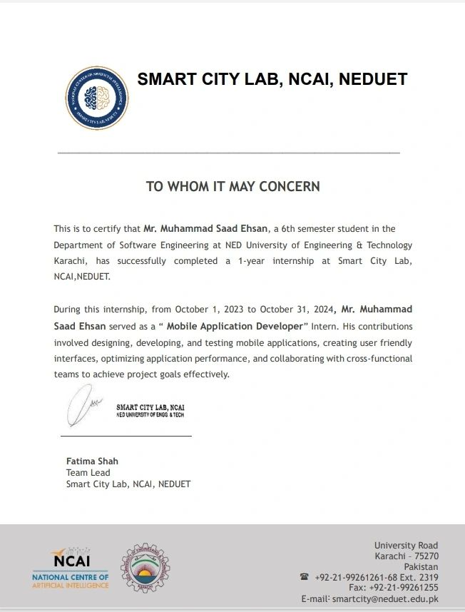 #internship #flutter #smartcitylab #neduet #growth | Muhammad Saad ... #internship #flutter #smartcitylab #neduet #growth | Muhammad Saad ...