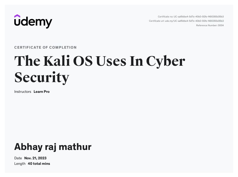 Earned a new certification: The Kali OS | Abhay Raj Mathur posted on ... Earned a new certification: The Kali OS | Abhay Raj Mathur posted on ...