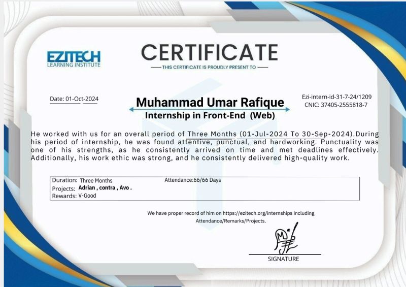 Umar Rafiq on LinkedIn: #frontenddevelopment #internship #webdevelopment Umar Rafiq on LinkedIn: #frontenddevelopment #internship #webdevelopment