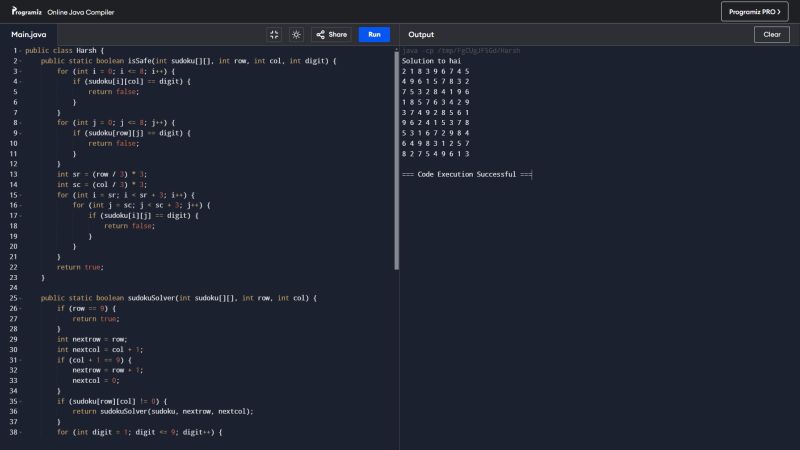 Harsh Mishra on LinkedIn: day 71/120 days of DSA Backtracking - Sudoku ... Harsh Mishra on LinkedIn: day 71/120 days of DSA Backtracking - Sudoku ...