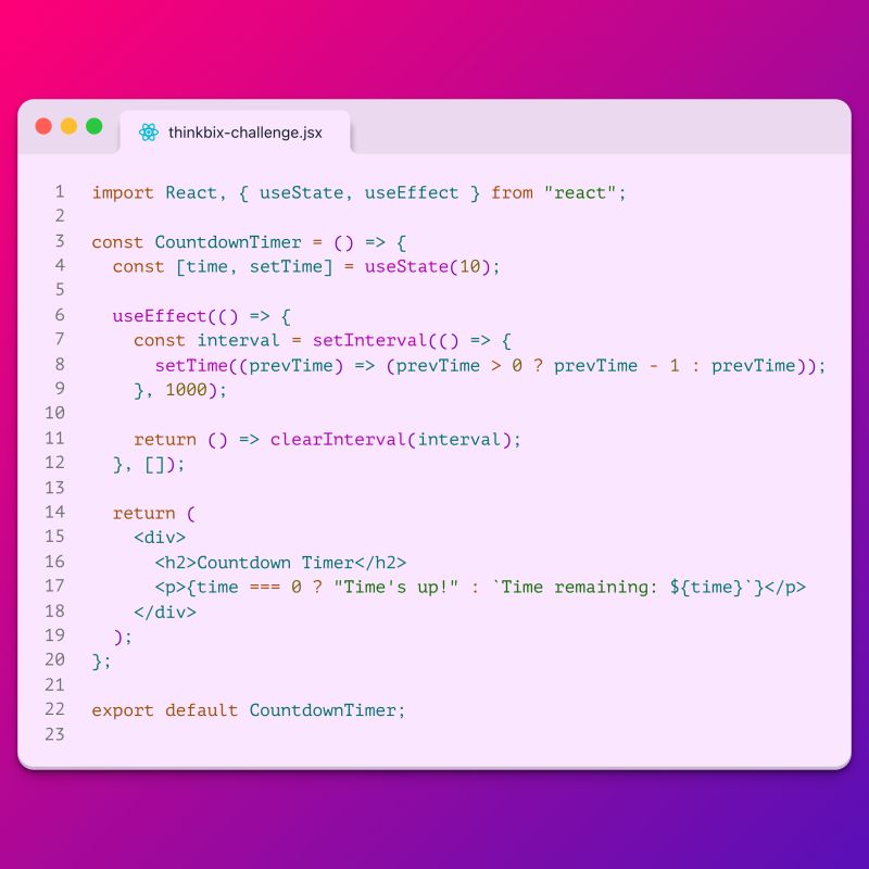 Thinkbix Technologies on LinkedIn: #reactjs #codechallenge #js #javascript Thinkbix Technologies on LinkedIn: #reactjs #codechallenge #js #javascript