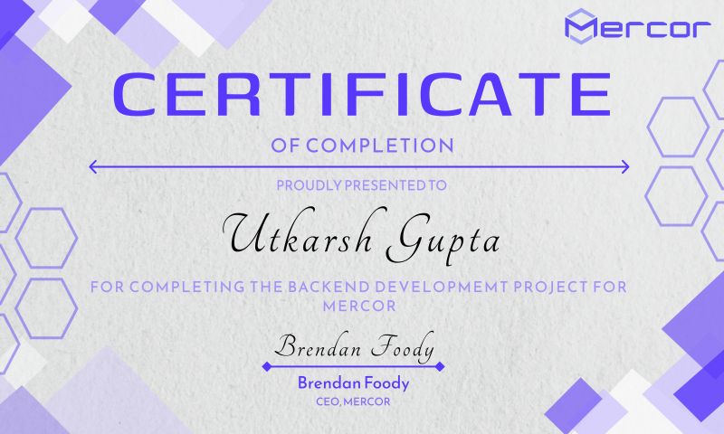 Utkarsh Gupta on LinkedIn: #mercor #reactjs #nodejs #backend #certification Utkarsh Gupta on LinkedIn: #mercor #reactjs #nodejs #backend #certification