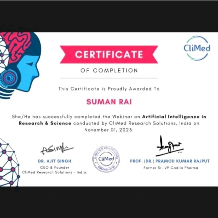 Suman Rai on LinkedIn: #ai #research #webinar #science #dr #climed Suman Rai on LinkedIn: #ai #research #webinar #science #dr #climed