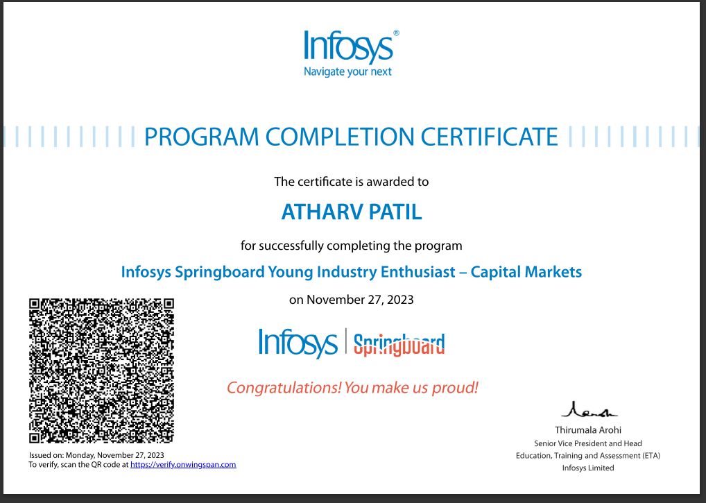 Atharv Patil on LinkedIn: 🚀 Exciting News! Just completed the Infosys ... Atharv Patil on LinkedIn: 🚀 Exciting News! Just completed the Infosys ...