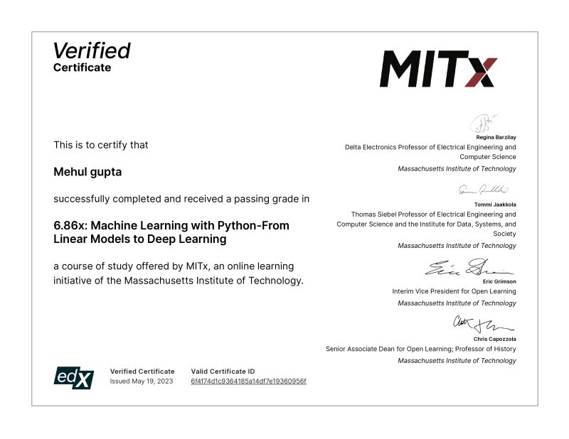 Mehul Gupta on LinkedIn: #machinelearning #python #certification #mitx ... Mehul Gupta on LinkedIn: #machinelearning #python #certification #mitx ...