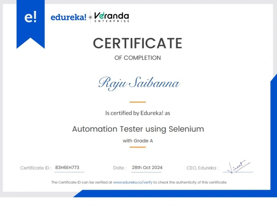 Raju Saibanna on LinkedIn: #selenium #automationtesting Raju Saibanna on LinkedIn: #selenium #automationtesting