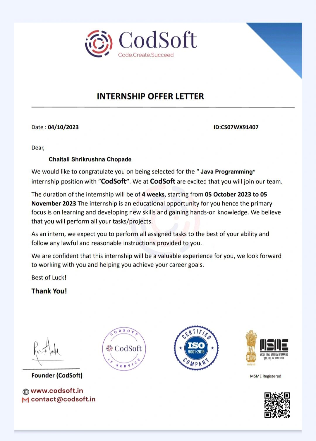 Chaitali Chopade on LinkedIn: #codsoft Chaitali Chopade on LinkedIn: #codsoft