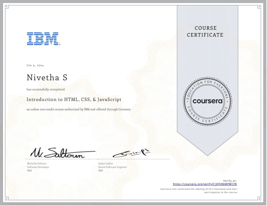 Sri Nidhi on LinkedIn: #webdevelopment #html #css #javascript #ibm # ... Sri Nidhi on LinkedIn: #webdevelopment #html #css #javascript #ibm # ...