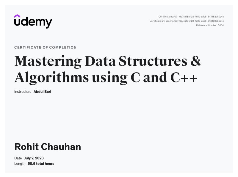 Rohit Chauhan on LinkedIn: #datastructures #algorithms #certificate # ... Rohit Chauhan on LinkedIn: #datastructures #algorithms #certificate # ...