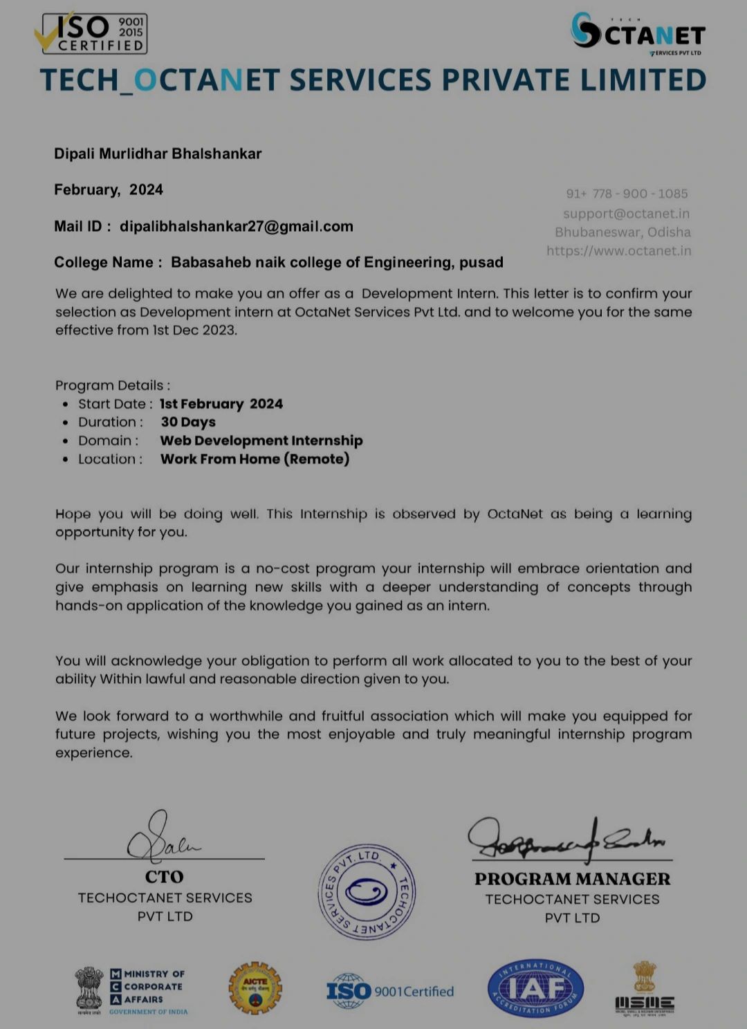 Dipali Bhalshankar on LinkedIn: #octanetinternship #intern2024 # ... Dipali Bhalshankar on LinkedIn: #octanetinternship #intern2024 # ...