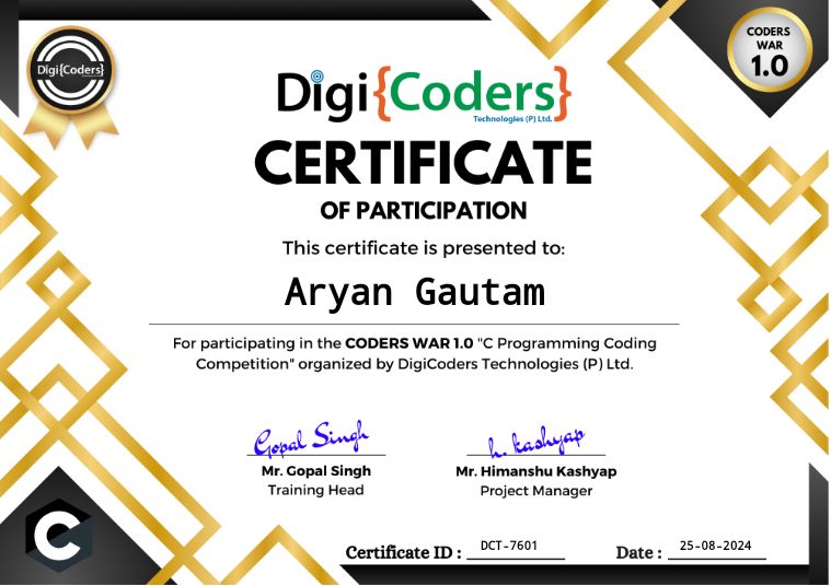 Aryan Gautam on LinkedIn: c programming coding competition Aryan Gautam on LinkedIn: c programming coding competition