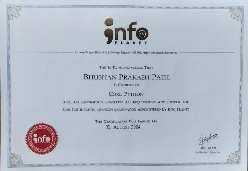 Bhushan Patil on LinkedIn: #pythonprogramming #certification Bhushan Patil on LinkedIn: #pythonprogramming #certification