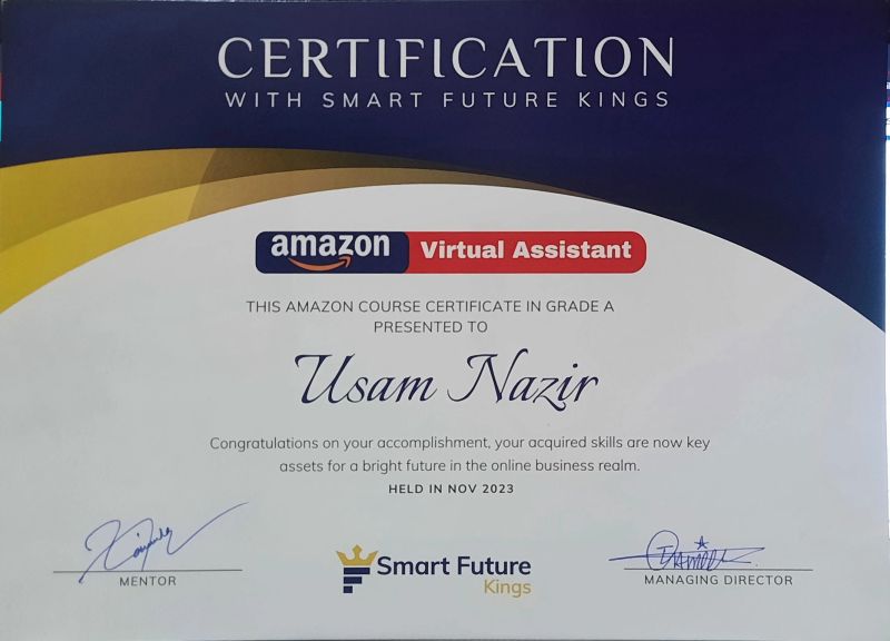 Alhumdulillah Certificate From Smart Future King | Usama Nazir Alhumdulillah Certificate From Smart Future King | Usama Nazir