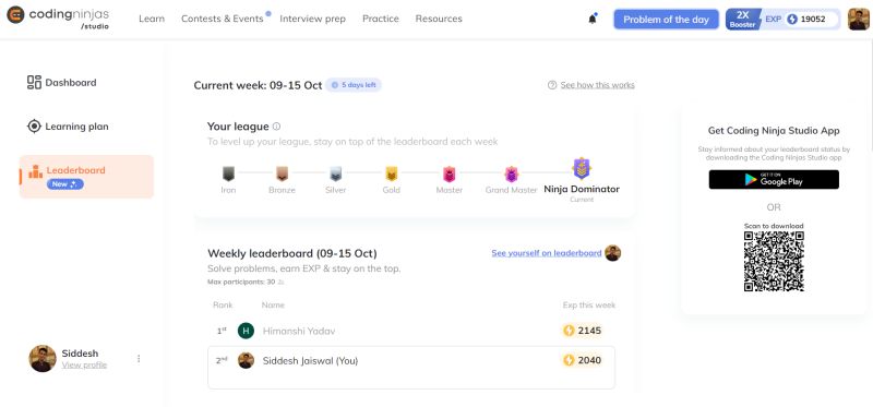 My coding journey reaches Ninja Dominator League | Siddesh Jaiswal ... My coding journey reaches Ninja Dominator League | Siddesh Jaiswal ...