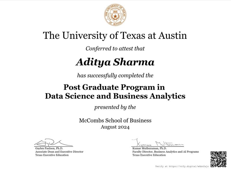 Aditya Sharma on LinkedIn: #datascience #businessanalytics #utaustin # ... Aditya Sharma on LinkedIn: #datascience #businessanalytics #utaustin # ...