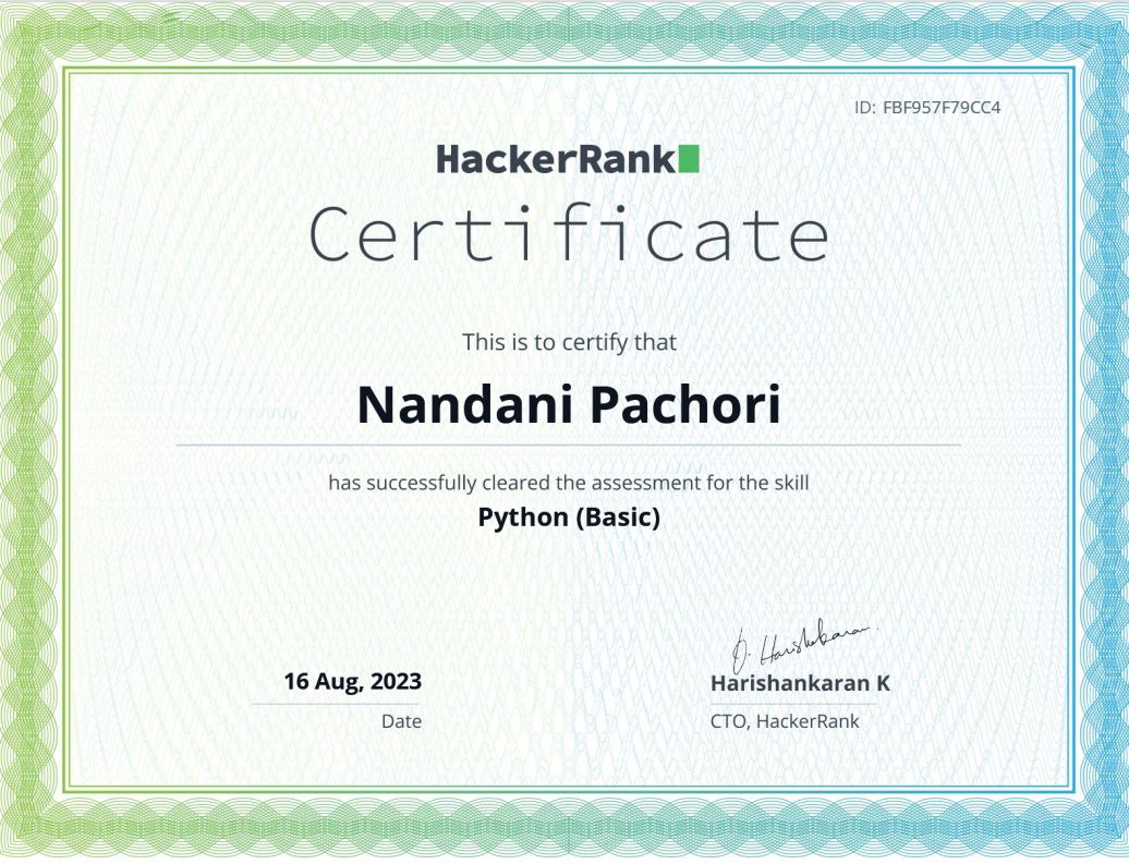 Nandani Pachori on LinkedIn: #python #hackerrank #coding Nandani Pachori on LinkedIn: #python #hackerrank #coding