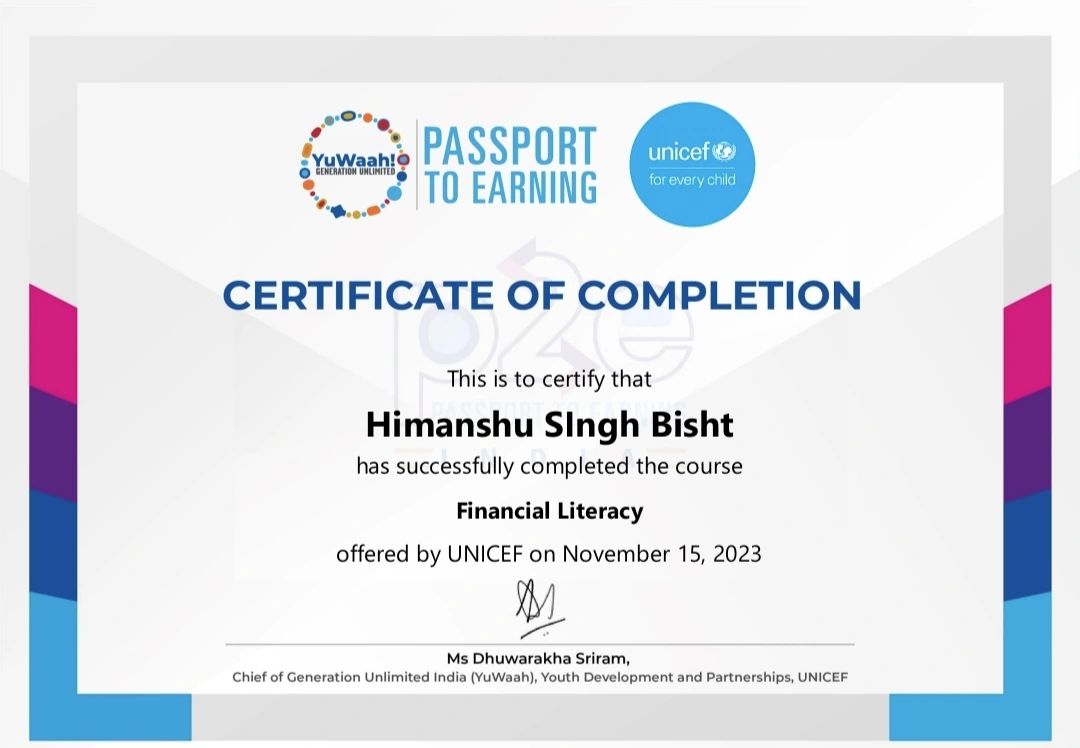 Earned Financial Literacy Certificate with NIIT Foundation | Himanshu ... Earned Financial Literacy Certificate with NIIT Foundation | Himanshu ...