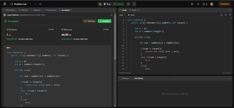 Leetcode question 167: Input Array Sorted | Arjun Rathore posted on the ... Leetcode question 167: Input Array Sorted | Arjun Rathore posted on the ...