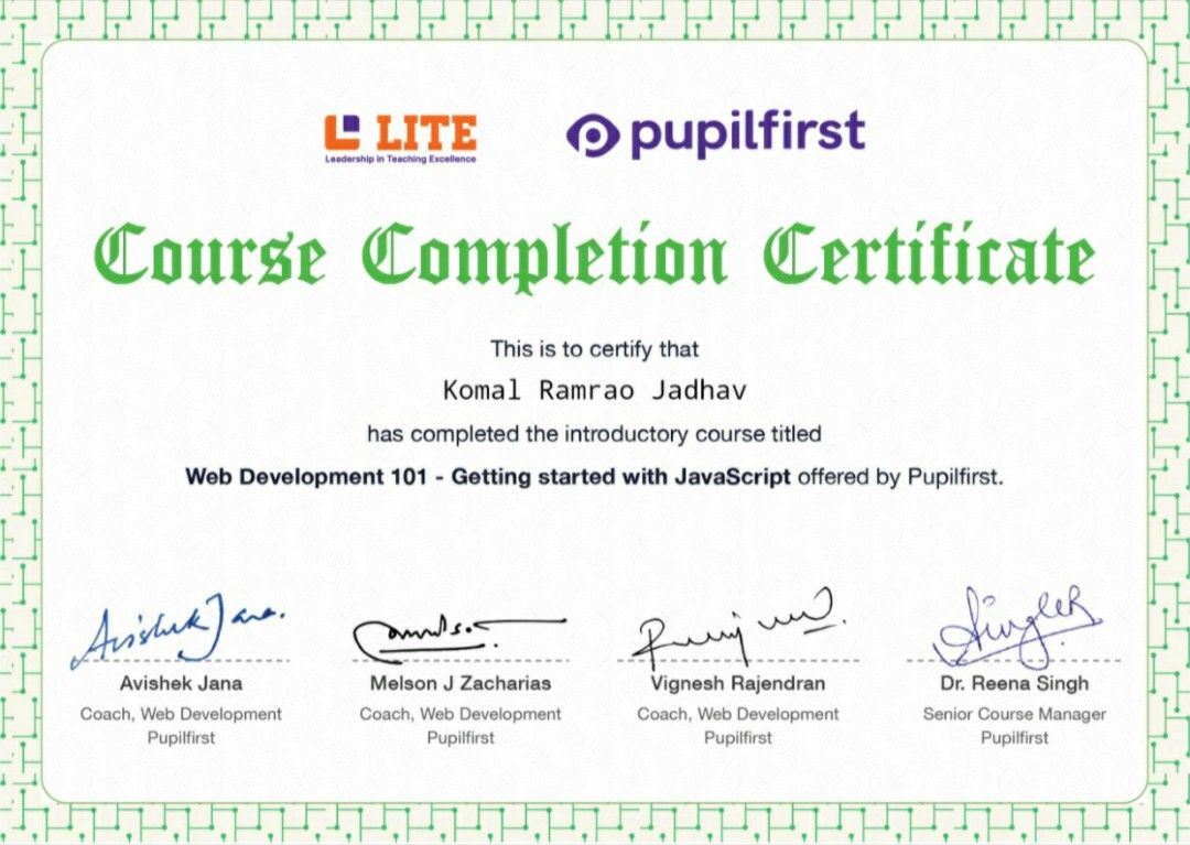 Komal Jadhav on LinkedIn: 🎓 Certified in Web Development 101 - Getting ... Komal Jadhav on LinkedIn: 🎓 Certified in Web Development 101 - Getting ...