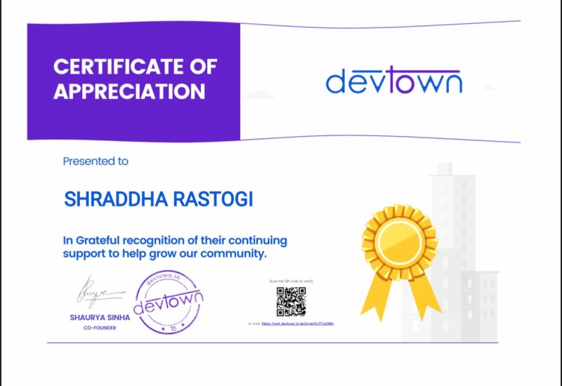 Shraddha Rastogi on LinkedIn: #devtown Shraddha Rastogi on LinkedIn: #devtown
