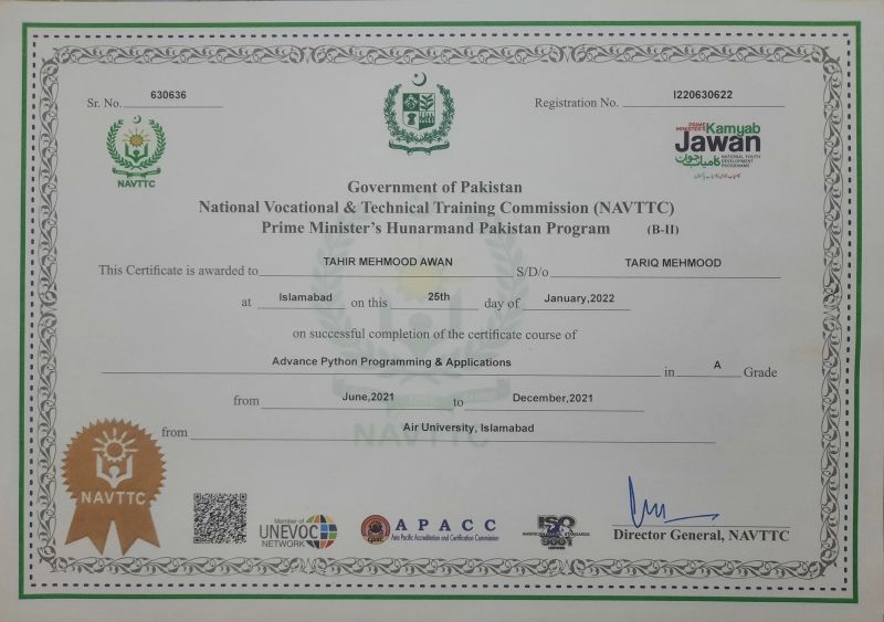 Tahir Mehmood Awan on LinkedIn: #achievement #navttc Tahir Mehmood Awan on LinkedIn: #achievement #navttc