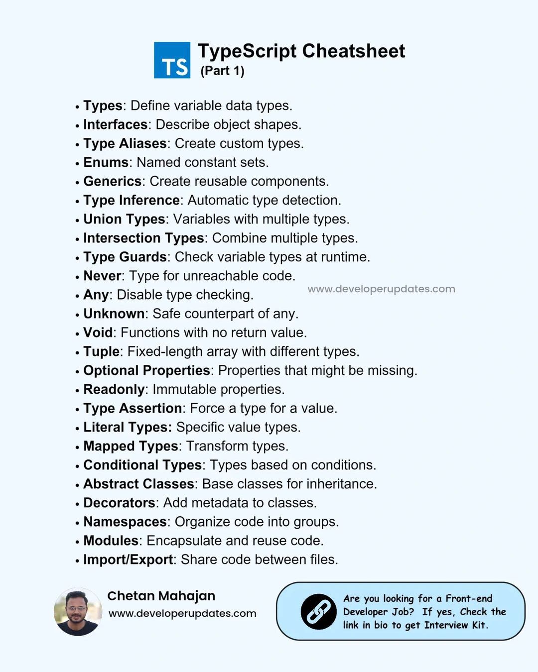 Anum K. on LinkedIn: TypeScript Cheetsheet Anum K. on LinkedIn: TypeScript Cheetsheet