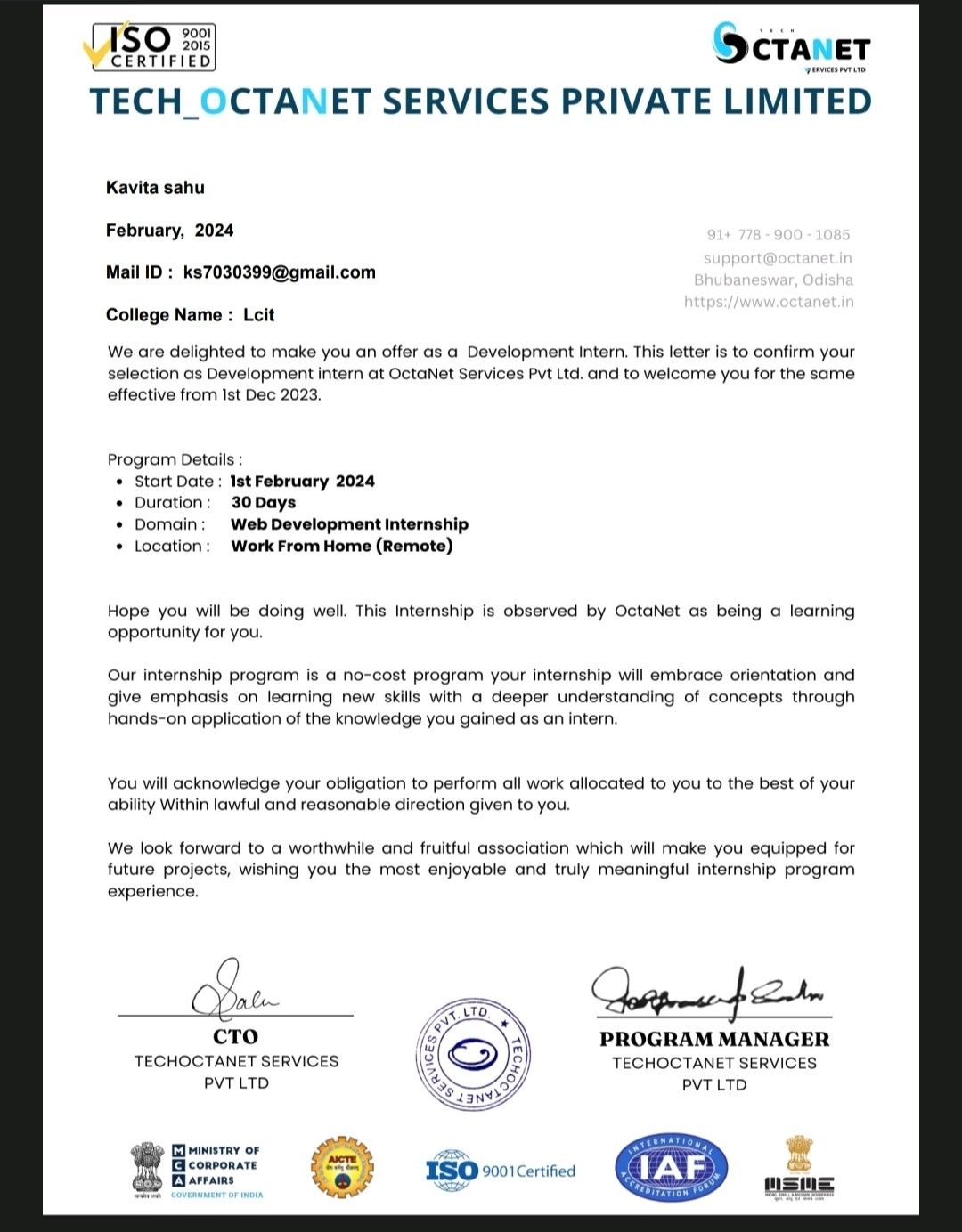Kavita Sahu on LinkedIn: #octanetinternship Kavita Sahu on LinkedIn: #octanetinternship