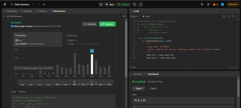 Day 100 of LeetCode challenge: Delete Node | Abhay Singh Chauhan posted ... Day 100 of LeetCode challenge: Delete Node | Abhay Singh Chauhan posted ...