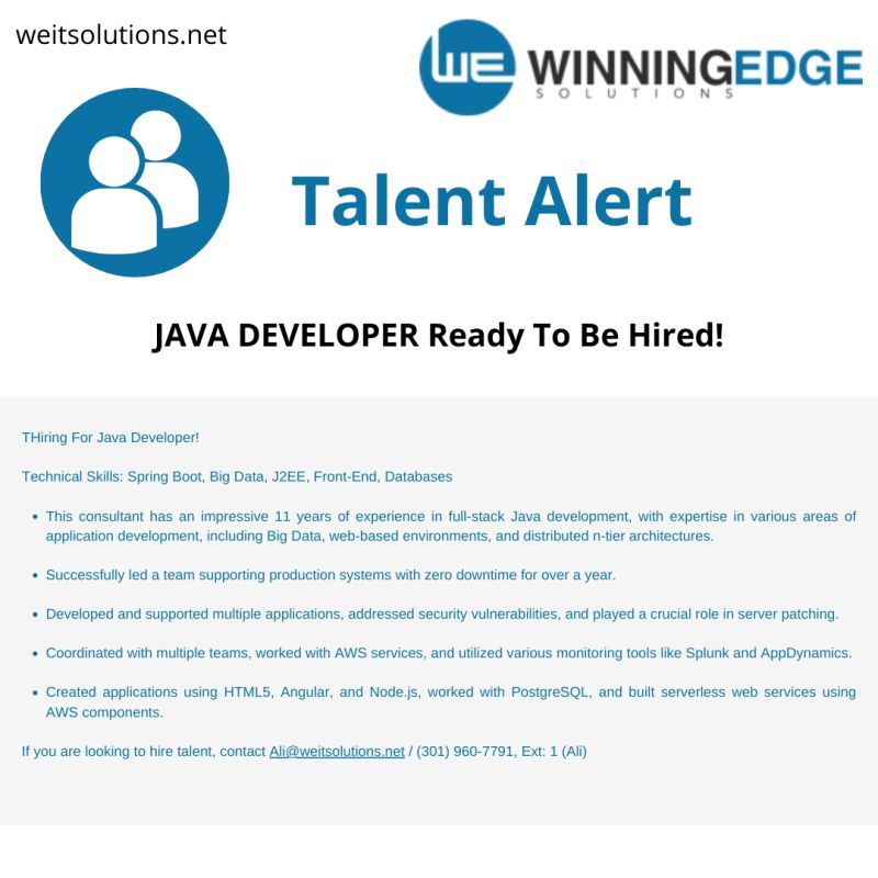 🌟Quick Placement: Java Developer (Open To Onsite) I have an experienced ... 🌟Quick Placement: Java Developer (Open To Onsite) I have an experienced ...