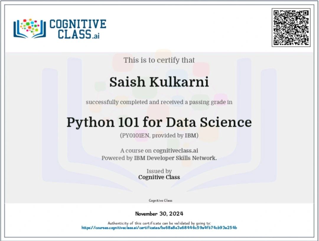 Saish Kulkarni on LinkedIn: #datascience #python #cognitiveclass Saish Kulkarni on LinkedIn: #datascience #python #cognitiveclass